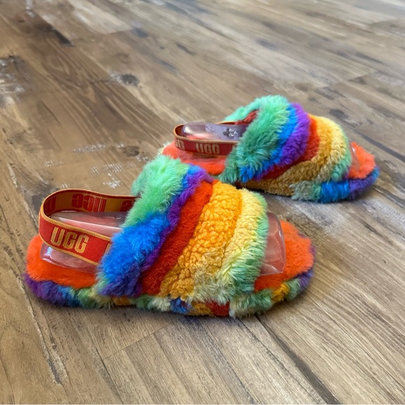 UGG | Shoes | Ugg Pride Fluff Yeah Cali Collage Multi Color Rainbow ...